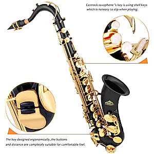 EASTROCK Tenor Saxophone Black/Golden B Flat Tenor Sax Professional Tenor Saxophone for Beginners Students Kids and Musicians with Carrying Case,Mouthpiece,Reeds,Cushion Pads,Cleaning Kit,Neck Strap