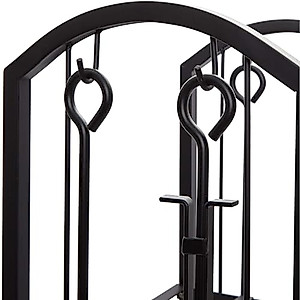 Juvale Firewood Rack with Fireplace Tools, Log Holder for Indoor Outdoor Fire Pit Accessories (15 x 29 x 13 in)