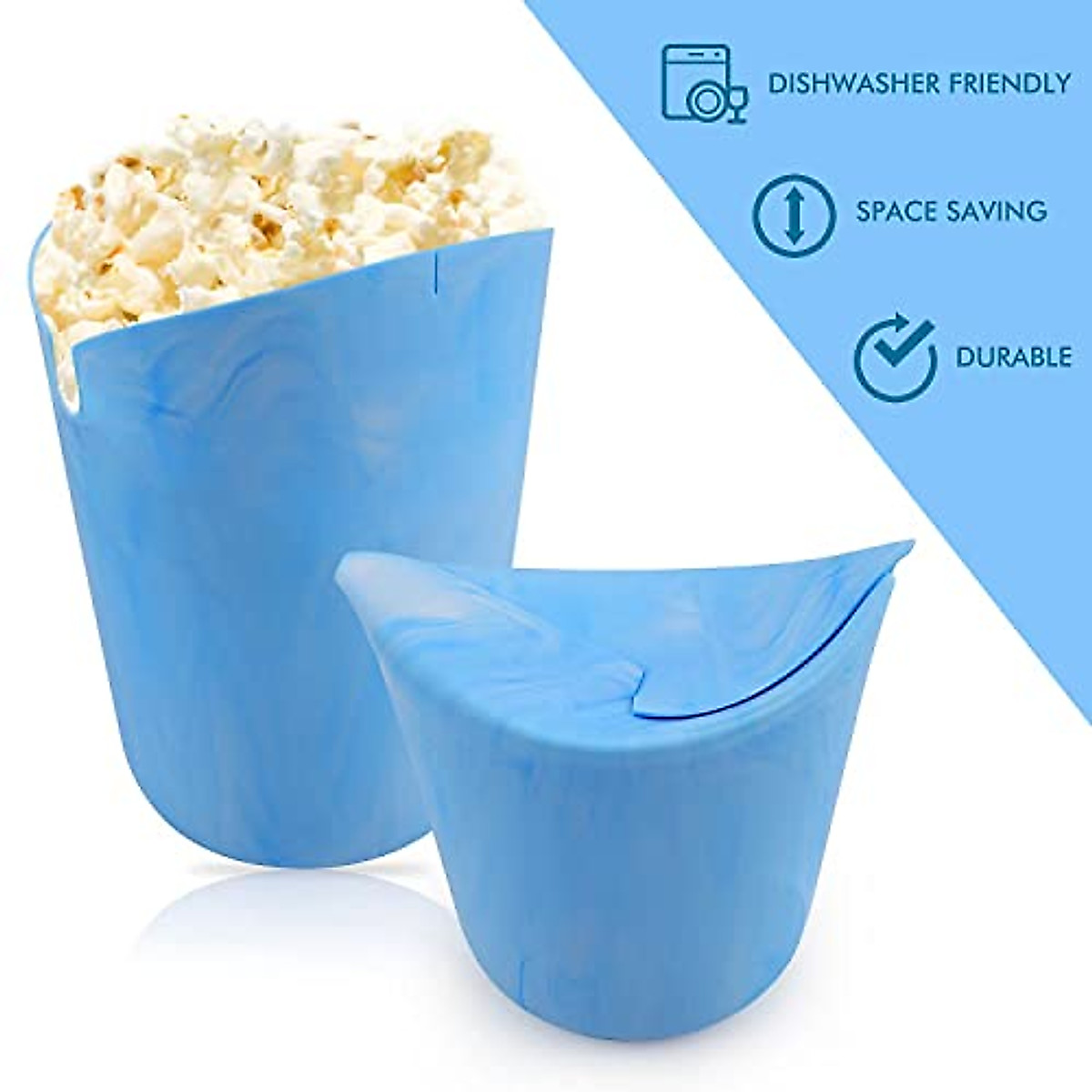 Silicone Microwave Popcorn Popper Bucket Reusable Popcorn Maker Single Serve Portion Food Safe Popcorn Bowls Set For Kids Adults Dishwasher Safe