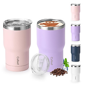 Cutiset 12oz Coffee Tumbler, 2 Pack Insulated Tumblers Bulk,Dishwasher Safe, Iced/Thermo Coffee Mug Cup Gifts for Women Men Couples Car Party Office…