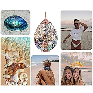Tear Drop Abalone Tree of Life Necklace - Wire Wrap Abalone Shell Tree of Life Healing Crystal Pendant Necklace Fashion Rose Gold Plated Necklace Jewelry for Women