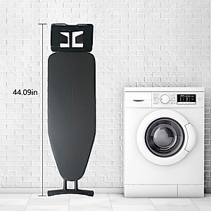 ikaufen Ironing Board, Non-Slip Foldable Tabletop Iron Board with Steam Iron Rest and Thicken Felt Pad, Heavy Sturdy Metal X-Legs Ironing Board (Black)