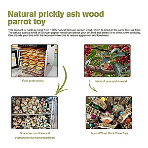 Bird Toys, Parrot Toys for Large Birds, Natural Peppered Wood African Grey Parrots, Macaws, Cockatoos, Amazon Parrot chew Toys, Aviary Hanging Toys