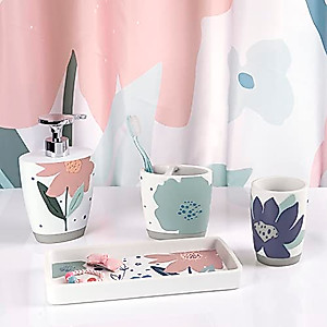 Allure Home Creation Summer Flower 4-Piece Resin Bath Accessory Set
