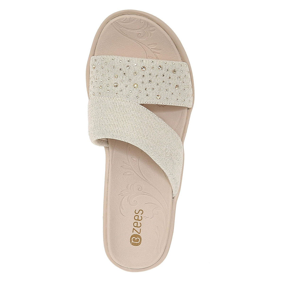 BZees Womens Dynasty Bright Wedge Sandal, Eggnog Beige Sparkle Knit, 10 US