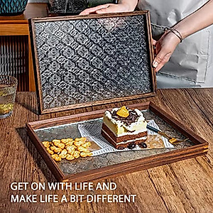 Serving Food Trays - 2 Pack Wood Trays for Serving Food - Food Trays Party Serving Trays and Platters for Breakfast, Coffee/Tea Table