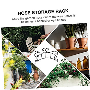 DOITOOL Hose Wrought Iron Frame Hose Wall Mount Hose Storage Rack Hose Holder Hanger Garden Hose Holder Garden Hose Support Hose Bracket Decorative Hose Holder Hose Hanger Wall Mount Shelf