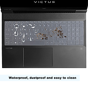 Keyboard Cover Skin for HP Victus Gaming Laptop 15.6" 15-fb0028nr/fa0025nr/fa0031dx/fa0747nr 15t-fa000 15z-fb000,HP Victus 16.1" Laptop 16-d0020nr/d0030nr/d1010nr/e0010nr/e0020nr Protector-Clear…