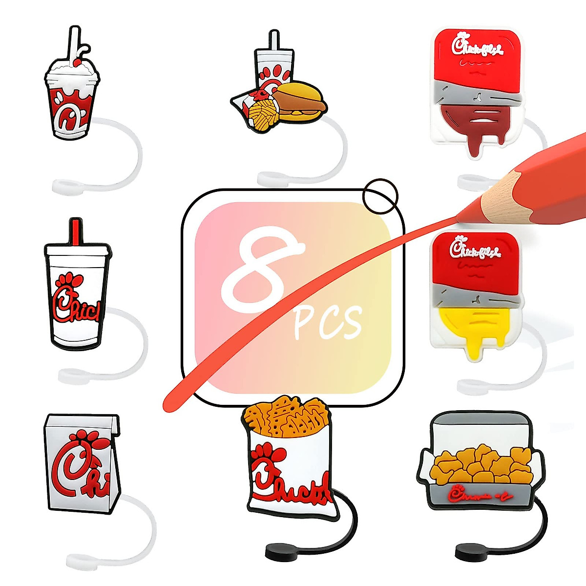 Straw Cover Cap,Reusable Drinking Straw Toppers,Straw Covers for Stanley Cup 30&40 Oz Tumbler Straw Accessories Splash Straw Protector Portable Dust Straw Caps Decoration(8Pcs