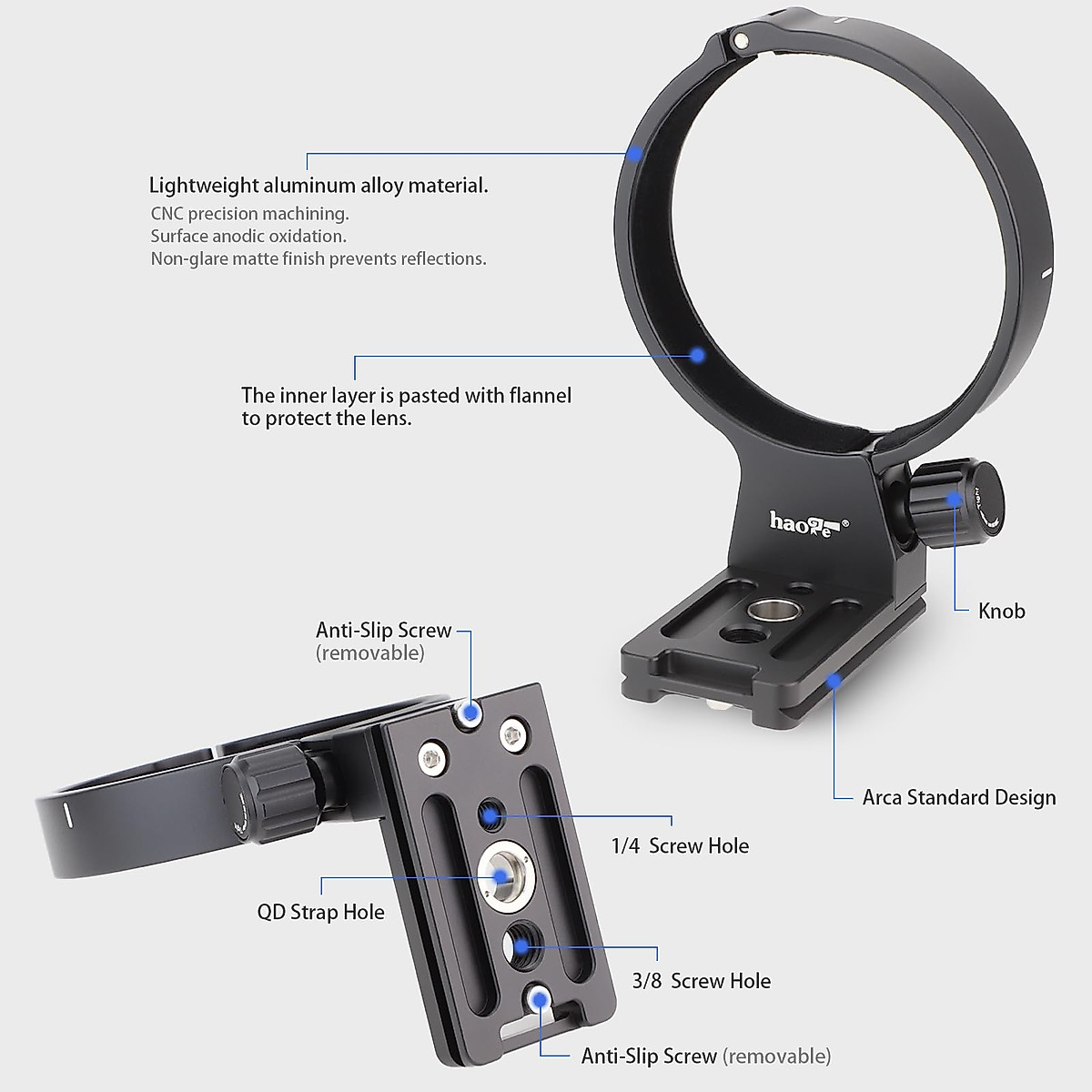 Haoge LMR-TL540 Lens Collar for Tamron 50-400mm A067,100-400mm f/4.5-6.3 Di VC USD A035 Lens Built-in Arca Type Quick Release Plate Replace Tamron A035TM