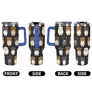 Cartoon Guinea Pigs Insulated Tumbler with Lid And Straw Stainless Steel Travel Coffee Mug 40oz Deep Blue-style