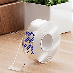 ZMUAXUAN Strong Nano Double Sided Tape Heavy Duty Mounting,Clear Removable Sticky Adhesive Strips No Damage Wall,Waterproof Reusable Thick Gel Grip Washable for Hanging Picture,Poster,Carpet,Photo