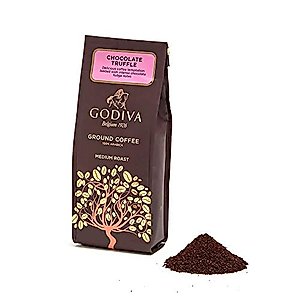 Godiva Chocolatier Medium Roast Ground Coffee, Made With100% Arabica Beans, Chocolate Truffle Flavor, 10 Ounce Gift Bag