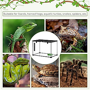 PawHut 14 Gallon Reptile Glass Terrarium Tank, Breeding Box Full View with Visually Appealing Sliding Screen Top for Lizards, Frogs, Snakes, Spiders, 20" x 12" x 14"
