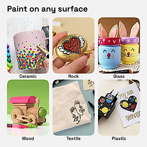 ARTISTRO Paint Pens for Rock Painting, Stone, Ceramic, Glass, Wood, Plastic, Mugs, Metal, Fabric, Canvas. Set of 15 Quick Dry, Permanent, Waterproof and Oil Based Paint Markers Fine Tip