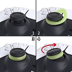 PlayVital 3 Pairs Silicone Aim Assist Target Motion Control Precision Rings for ps5, for ps4, for Xbox Series X/S/One / 360, for Switch Pro, for Steam Deck - Clear Black White & Glow in Dark Green