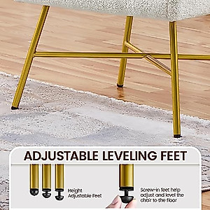 Yaheetech Boucle Barrel Chair, Modern Living Room Chair with Metal Legs and Soft Padded, Comfy Side Chair for Bedroom/Office/Study/Waiting Room, White