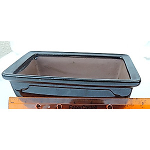 Ceramic Bonsai Pots - Japanese Jmbamboo Brand - Black Ceramic Pot Is 8x6 x3''
