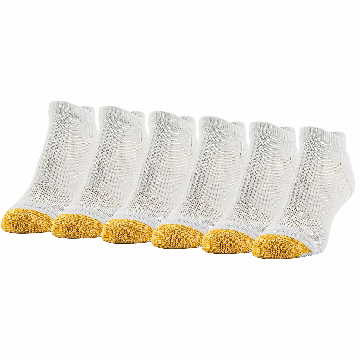 GOLDTOE Women's Cross Arch No Show Socks, 6-Pairs, White, Medium