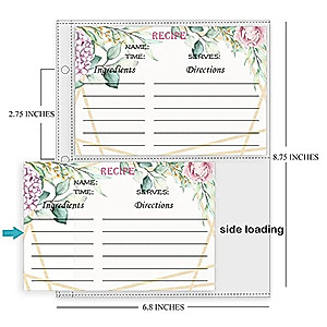 Recipe Card Page Protectors, Mini Recipe Card Sleeves for 8.5 x 9.5 3-Ring Binder, 2 Pockets Per Page, Recipe Binder Refill Pages (50 PCS, 4x6 Inch Pockets)