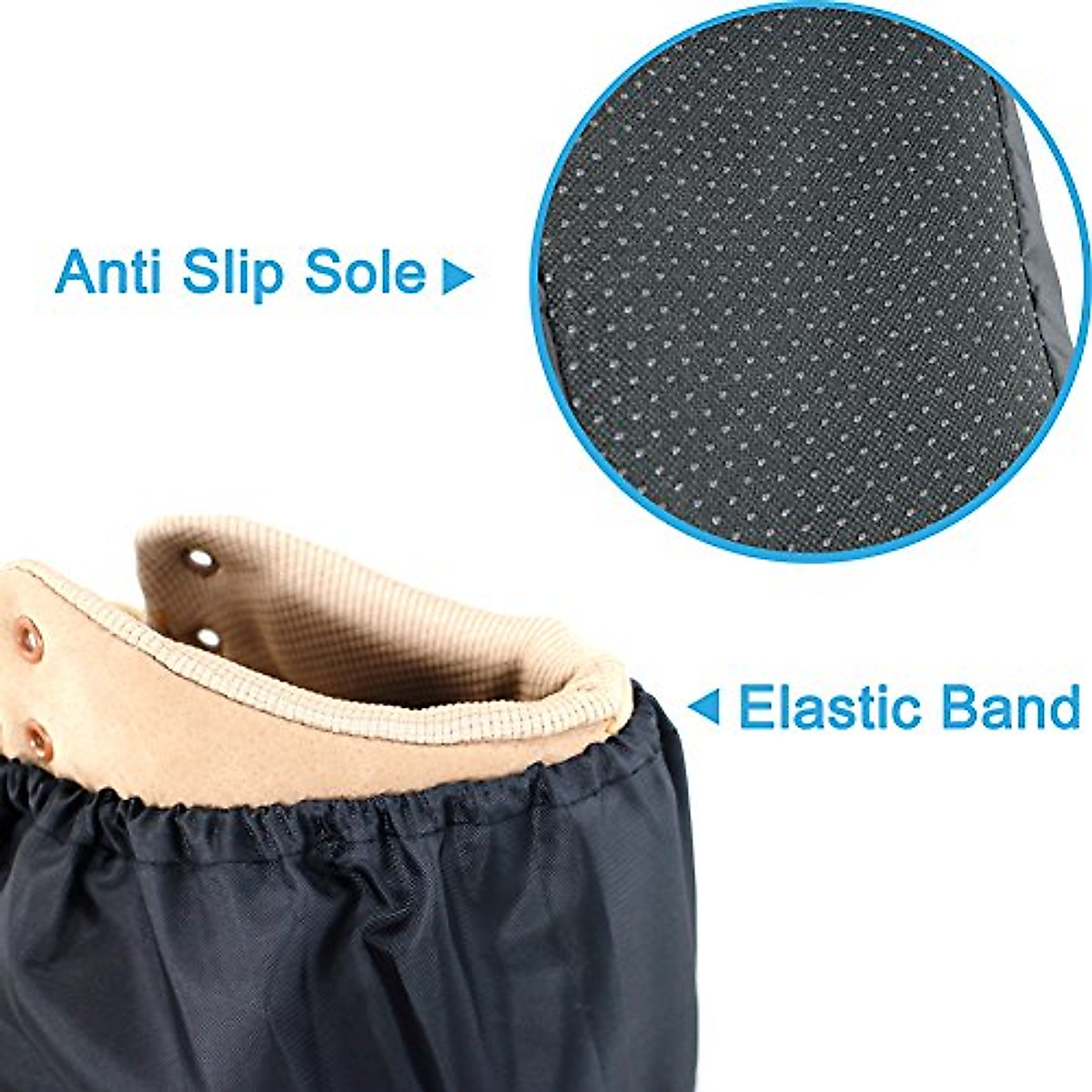 LINKEASE Reusable Boot & Shoe Covers Water Resistant Non Skid and Washable for Real Estate Contractors to Keep Floors Carpets Footwear and Rooms Clean - 2 Pairs (Large, Black)