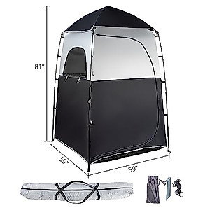 VINGLI 6.8FT Shower Tent, Large Instant Pop Up Shelter with Mesh Floor & Carrying Bag, Privacy Changing Room Tent for Toilet, Camping, Dressing, Lightweight & Sturdy, Easy Set Up (Black)