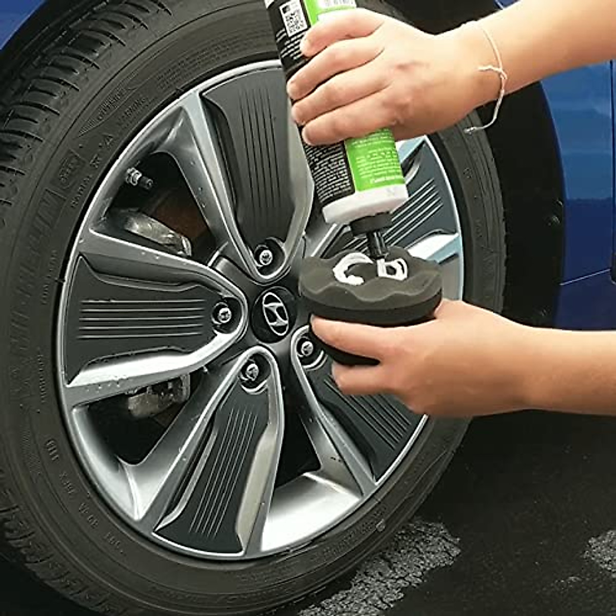 IPELY 2 Pack Large Tire Shine Applicator Pad, Durable and Reusable Hex-Grip Tire Dressing Applicator Pad for Applying Tire Shine