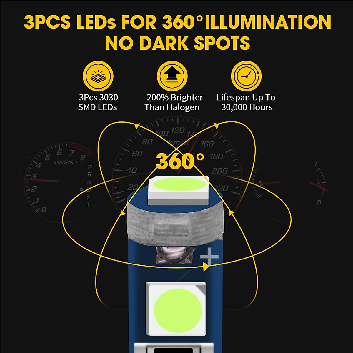 1797 T5 LED Bulbs Dash Dashboard Light 74 37 73 2721 PC74 PC37 Instrument Cluster Gauge Wedge Twist Socket Car Indicator Panel Parts Interior Replacement 12V Green Pack of 20