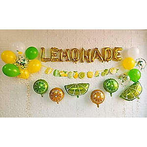Lemonade Party Decoration Lemonade Foil Latex Balloons Banner,Lemonade Garland Decoration for Summer Lemonade Party