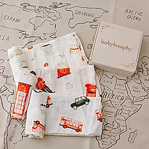 babylosophy Baby Swaddle Blanket, Pure 100% Cotton, 3 Pack, Muslin Blanket for Boys & Girls, Baby Receiving Swaddle (So British)