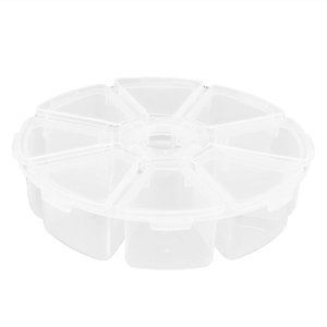 Agatige 8 Grids Storage Jewelry Box, Plastic Material Round Storage Containers Craft Storage for Hand‑Made Loose Beads