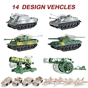 Nasidear 150 Piece Military Figures and Accessories - Toy Army Soldiers in 2 Colors, 14 Design Vehicle,War Soldiers Playset with 2 Flags and Battlefield Accessories