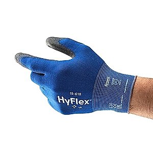 Ansell HyFlex 11-618 Nylon Light Duty Multi-Purpose Glove with Knitwrist, Abrasion/Cut Resistant, Size 8, Blue (Pack of 12 Pair)