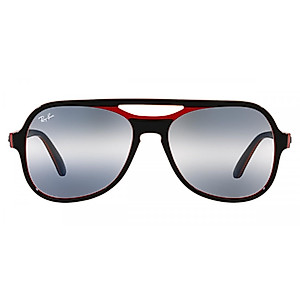 Ray-Ban Rb4357 Powderhorn Aviator Sunglasses, Black Red Blue/Clear Gradient Blue, 58 mm