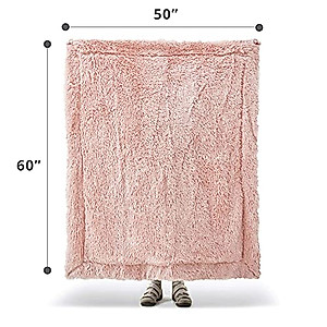 Hyde Lane Blush Pink Throw Blanket for Couch Sofa, Reversible Ultra Soft Faux Fur Fluffy Fuzzy Throw Blankets - 50x60 Rose Gold
