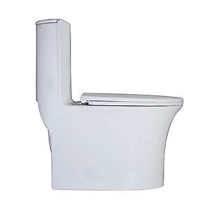 WinZo Elongated One Piece Toilet 3-in Dual Flush with Soft Closing Seat For Modern Bathroom,White (5020)