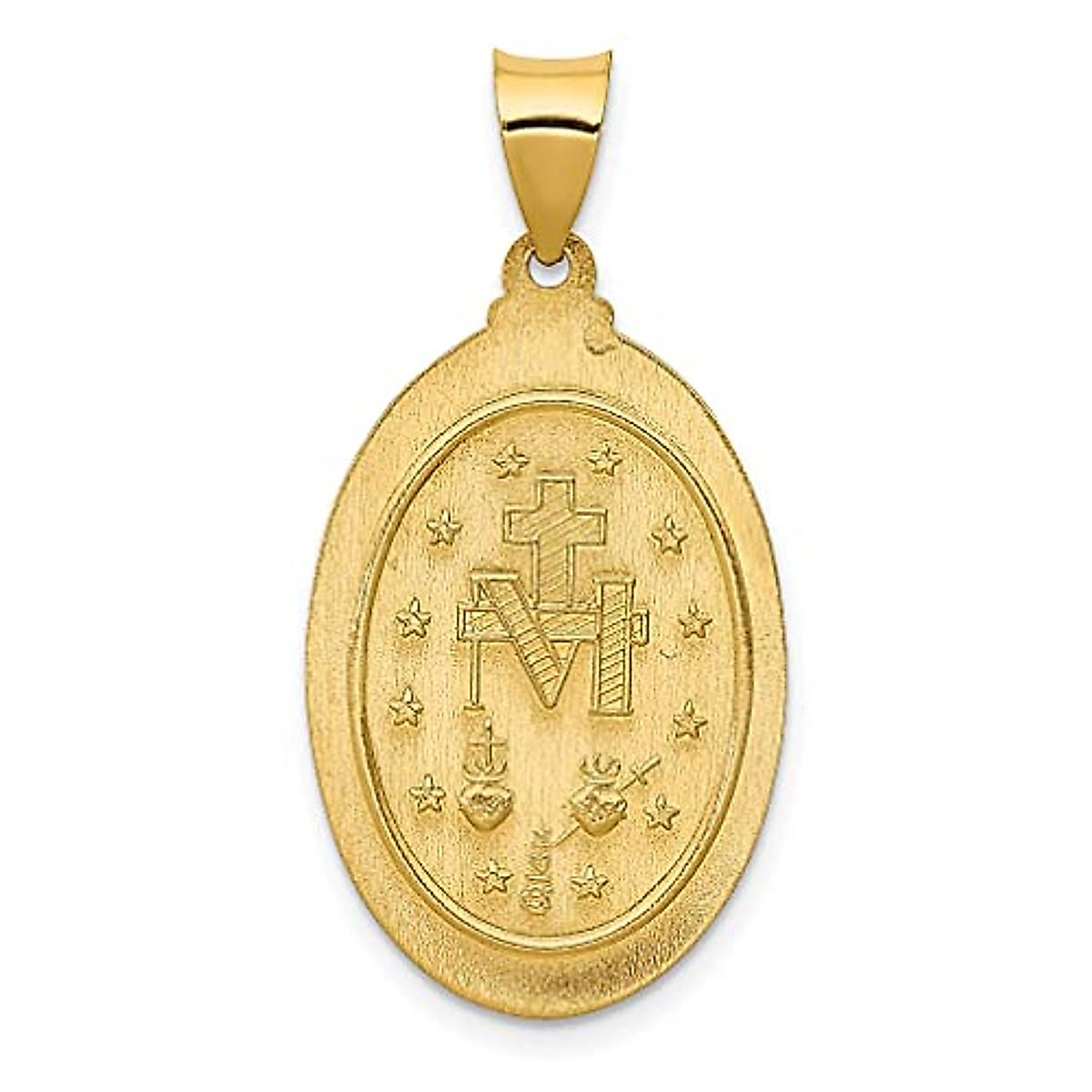 IceCarats 14K Yellow Gold Our Lady of Miraculous Medal Blessed Virgin Mary Oval Necklace Charm Pendant 31.5mm x 16mm Only