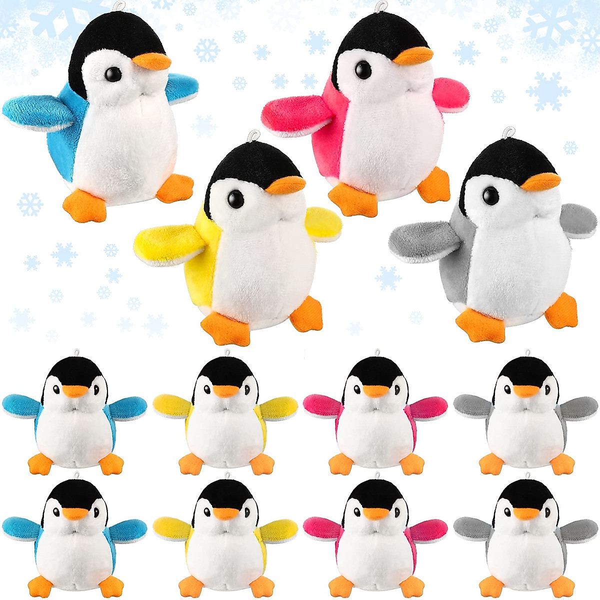 Kasyat 12 Pieces Mini Plush Penguin Stuffed Toys Animal, Cute Small Baby Penguin Stuffed Doll Keyholder Bag Pendant Valentine's Day Birthday Party Favor Present for Boys Girls(Classic Style)