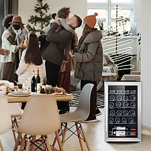 Kalamera Mini Fridge Wine Cooler, 24 Bottle Compressor Freestanding Wine Refrigerator - Single Zone with Stainless Steel Glass Door for Home, Office, Bar, 41°F to 64°F, Drink Fridge.