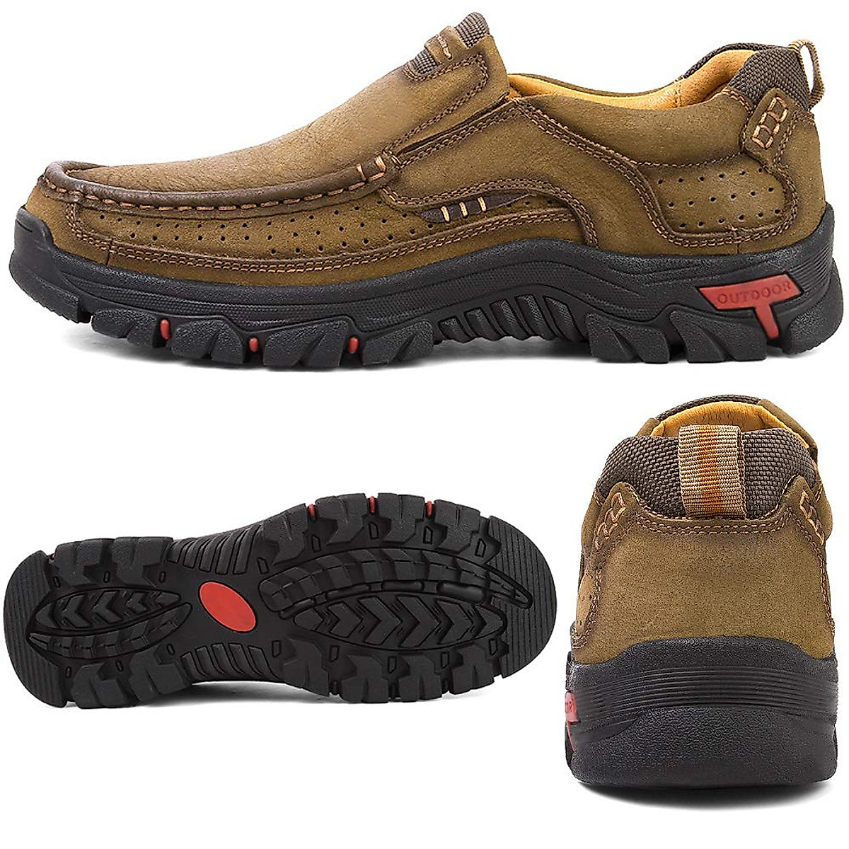 ALITIKAVIC Mens Slip On Casual Shoes Leather Comfortable Walking Loafers