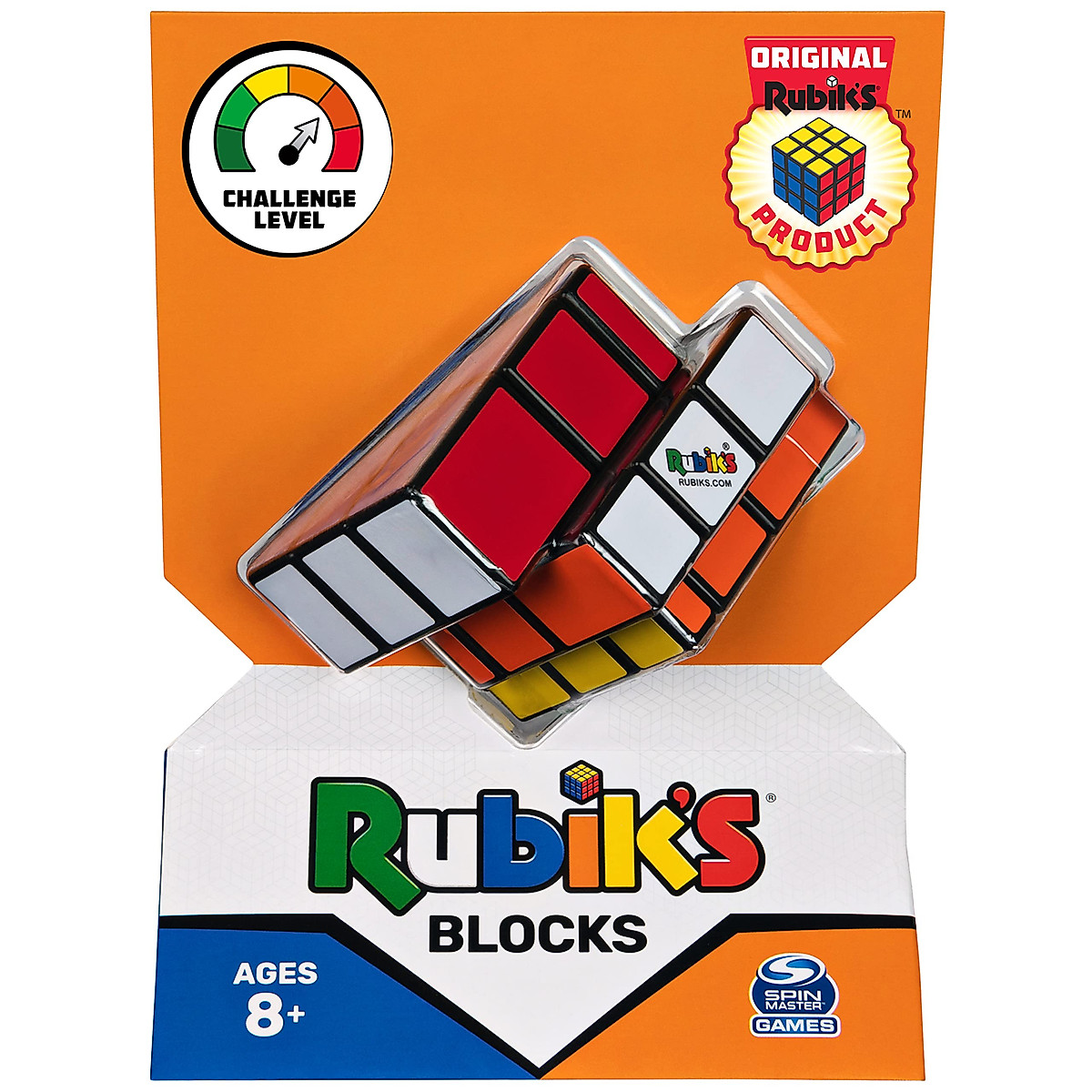 Rubik's Blocks, Original 3x3 Cube with a Twist Challenging Problem-Solving Puzzle Retro Brain Teaser Fidget Toy, for Adults & Kids Ages 8 and up