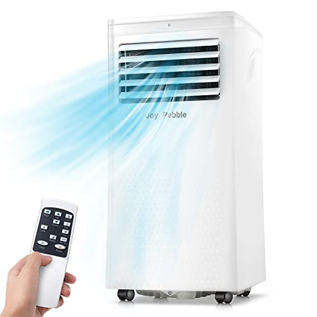 Joy Pebble Portable Air Conditioner 8000 BTU for Small Room, 3-in-1 AC Unit with Fan & Dehumidifier Cools 350 sq. ft, Energy Saving Portable AC with ECO Mode, 2 Fan Speeds, Auto Swing, 24H On/Off Timer, Full-Function LED Remote Control