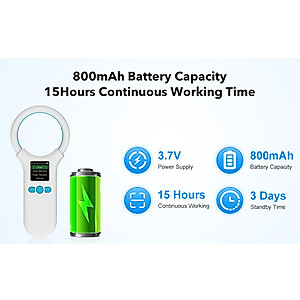 AHANIN Microchip Scanner RFID 134.2KHz/125KHz Animal Chip ID Reader EMID FDX-B(ISO11784/11785) 500 Data Storage Type-C Cable Uploading to PC