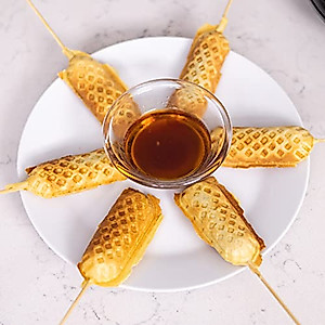 Lumme Waffle Corn Dog Maker Cheese on a stick, Corn Dog Sticks Included, Family Fun experience quick and easy mix any batch 6 corn dog maker non-stick Plate perfect for birthday parties Black
