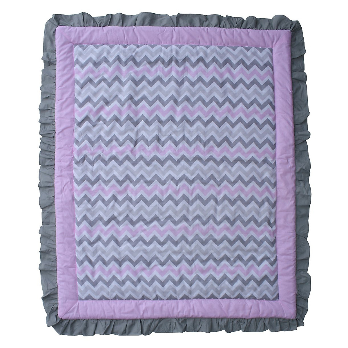 BabyFad Pink Chevron Zig Zag 9 Piece Baby Crib Bedding Set 100% Cotton