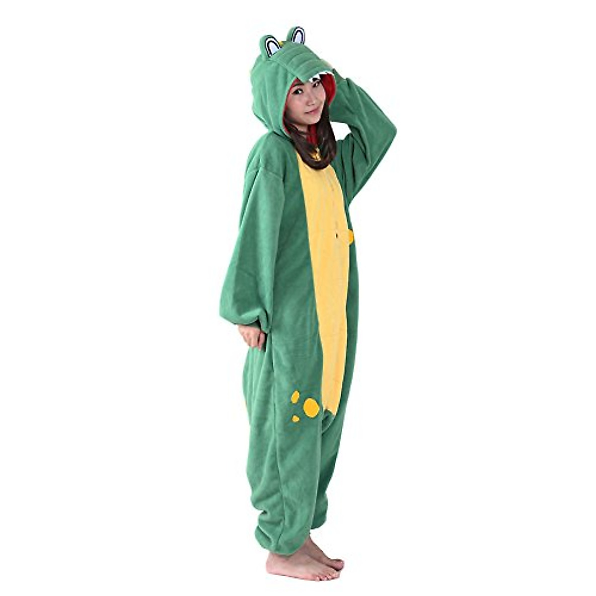 luyao188 Women's Green Crocodile Onesie Adult Pajamas Cosplay Costume Dinosaur