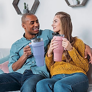 Sursip 40oz Insulated Tumbler with Handle and Flip Straw,Stainless Steel Travel Mug 2 in 1 Straw Lid-Leak Proof Keeps Drinks Cold for 24 Hours-Sweat Proof,Fit in Cup Holder-Dark green