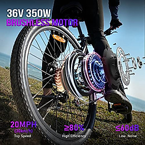 HOTEBIKE 350W Electric Bike for Adults with 36V 10AH Removable Hidden Battery, Electric Mountain Bike 27.5" Ebike for Men Women, Electric Bicycle with Shimano 21 Speed Gears