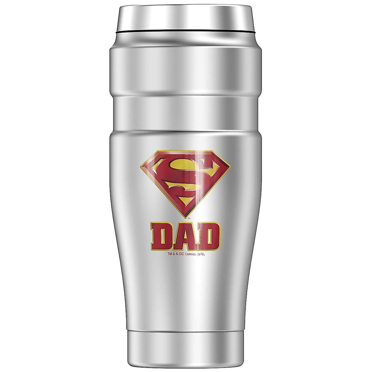 THERMOS Superman Super Dad Shield Logo STAINLESS KING Stainless Steel Travel Tumbler, Vacuum insulated & Double Wall, 16oz