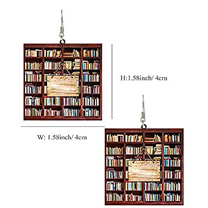 Teacher Earring for Women,Back to School Acrylic Earrings Book Lover Earrings Heart Librarian Grade Earring Decor Pendant Bookworm Gift for Book Lover ((bookcase)